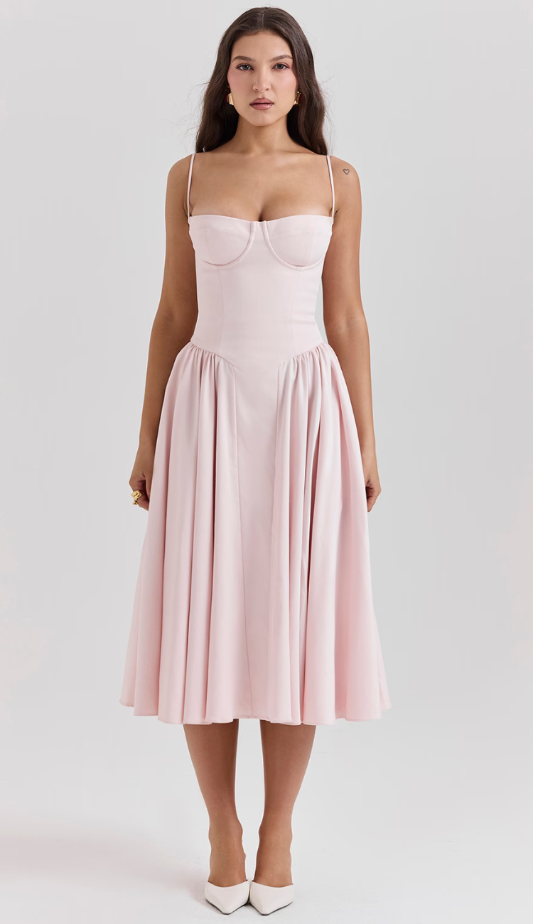 Wyatt Pink Midi Dress – VELAR