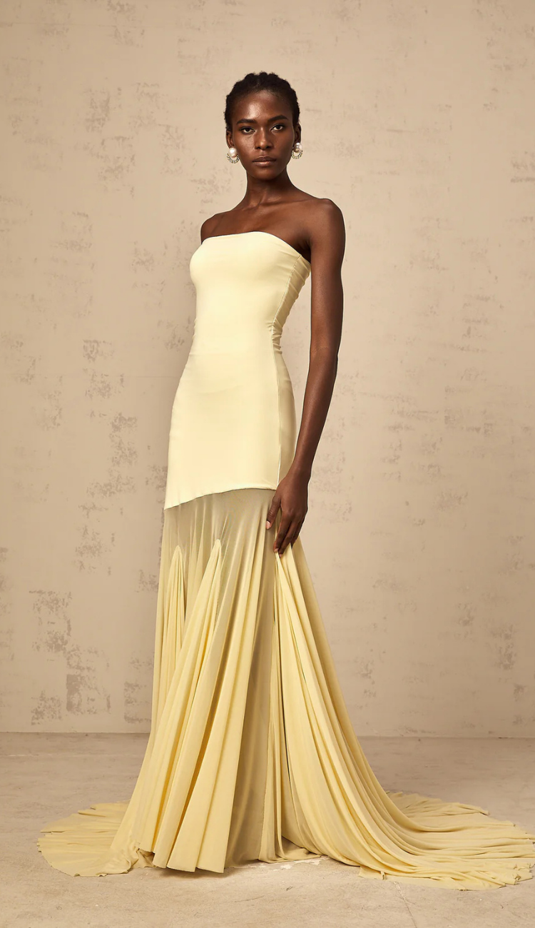Tahlia Yellow Tulle Maxi Dress – VELAR